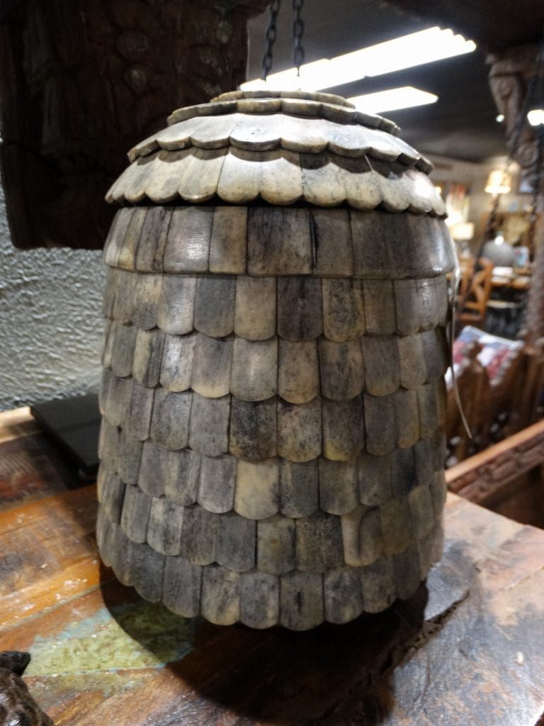 Container Stone Shingles Pot with Lid - Rare Finds Warehouse