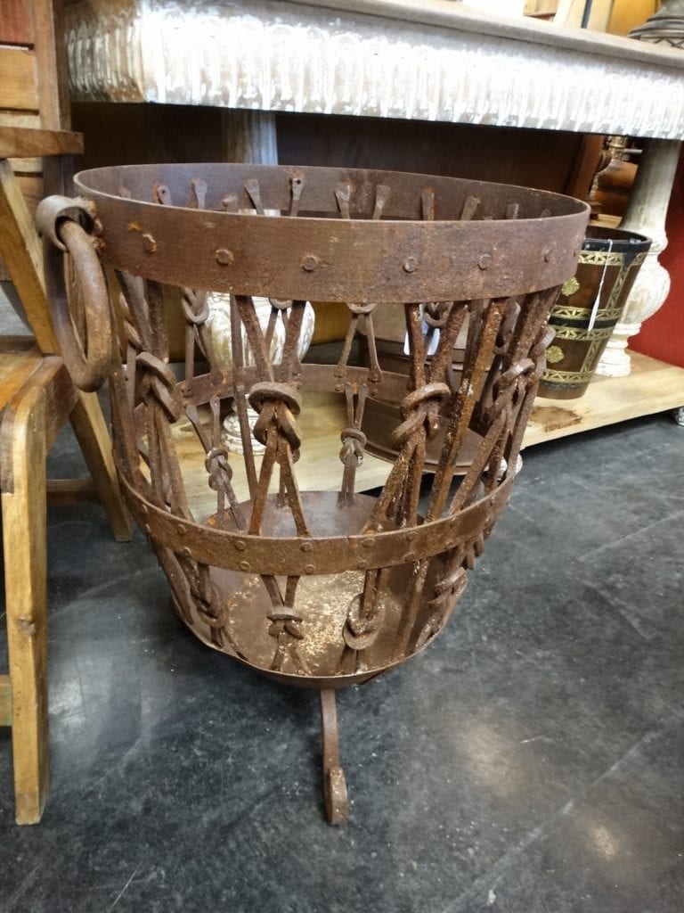 Basket Iron Container with Handles and Feet - Rare Finds Warehouse