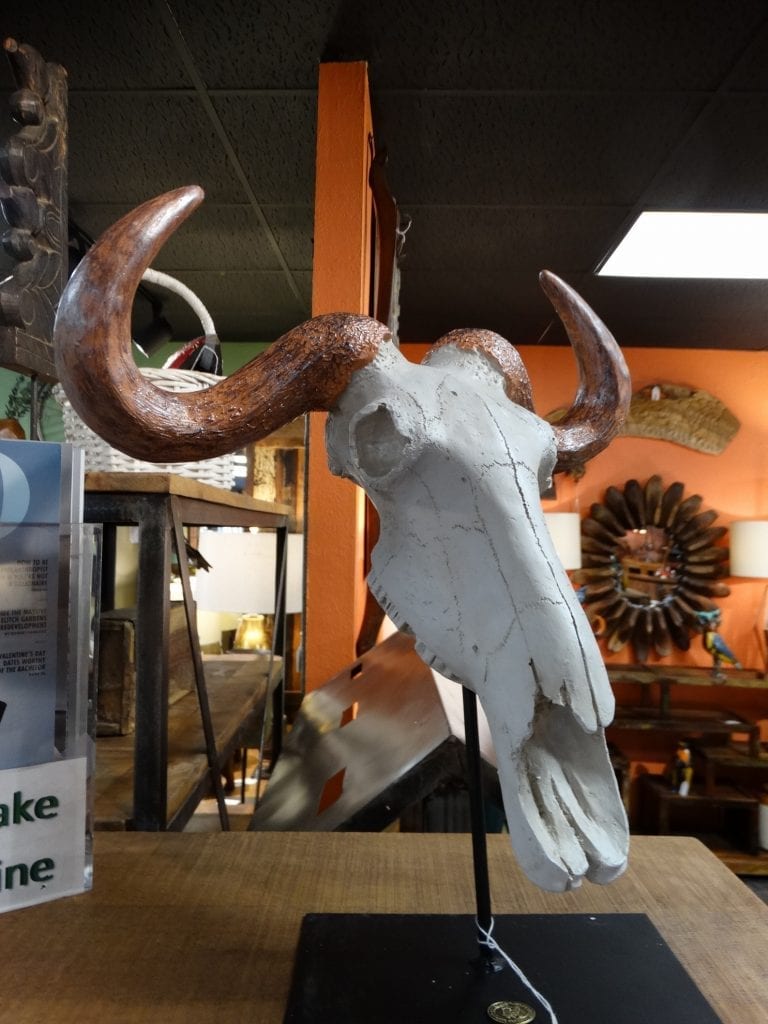 Skull Buffalo Skull Art on a Stand - Rare Finds Warehouse