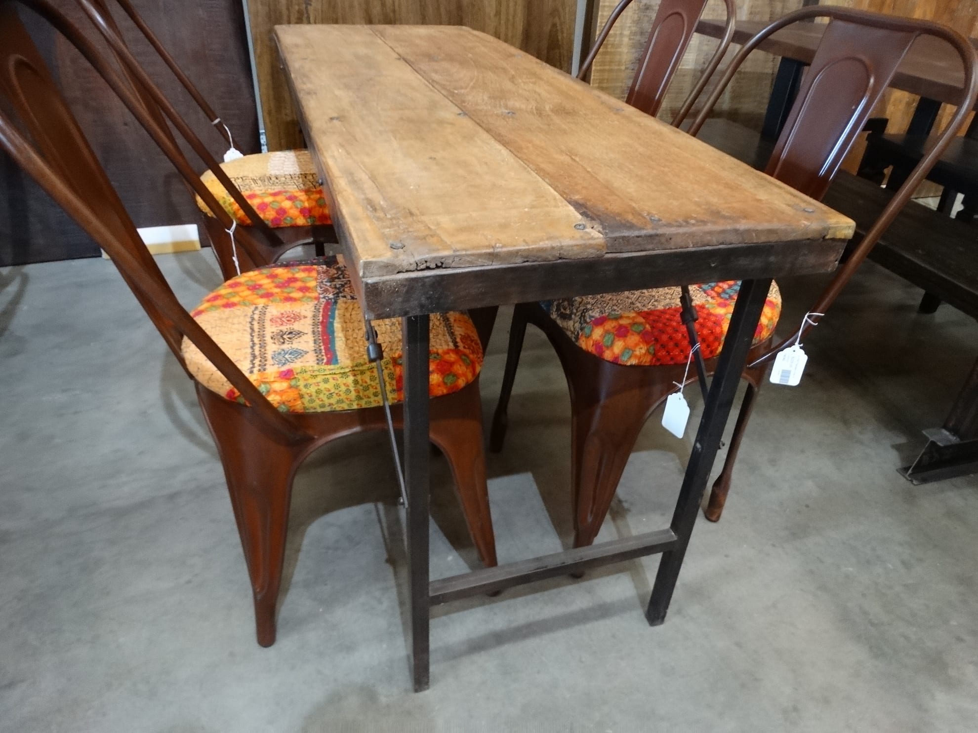 Dining Table Features A Wood Top And Metal Base Folding Legs Dining Table Features A Wood Top And Metal Base Folding Legs