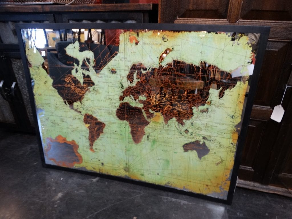 Mirror Green World Map Mirror - Rare Finds Warehouse