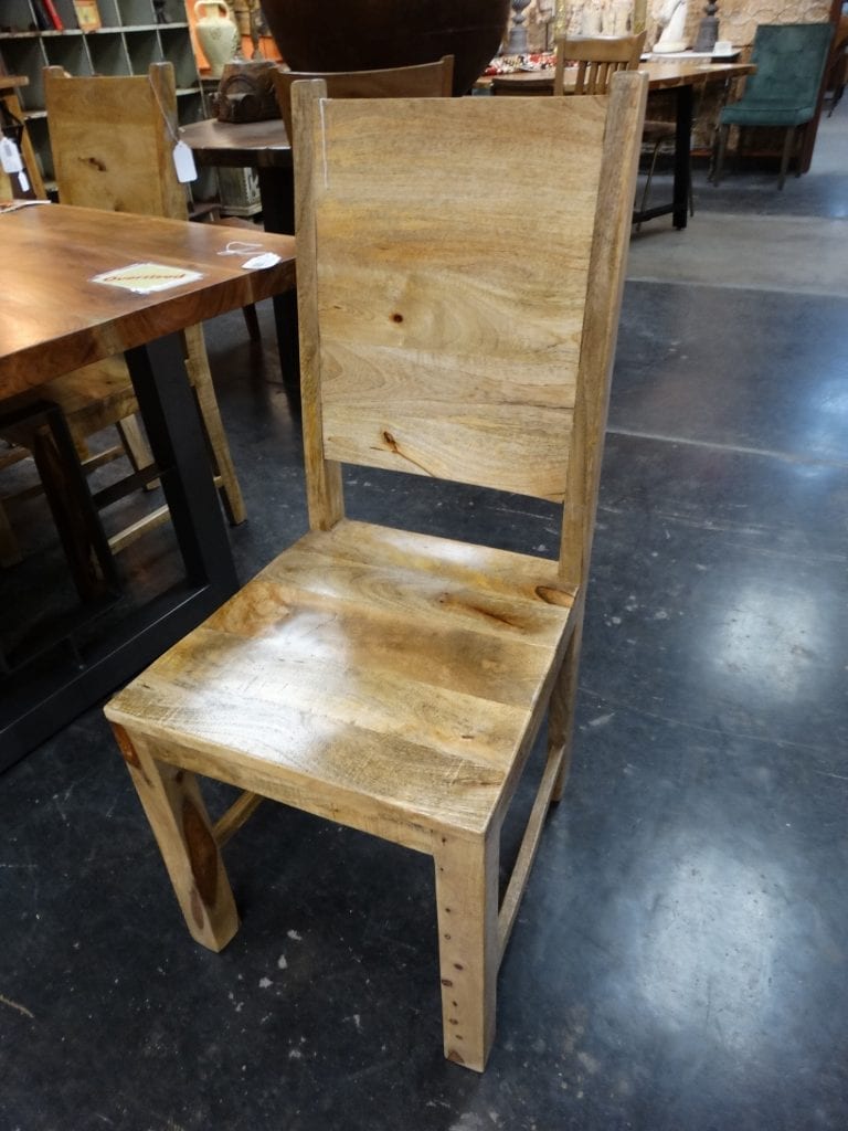 Chair Wooden Dining Chair with Solid Back - Rare Finds Warehouse