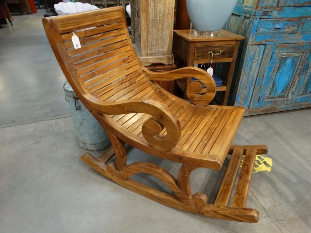 Rocker Slatted Wood Rocking Chair - Rare Finds Warehouse
