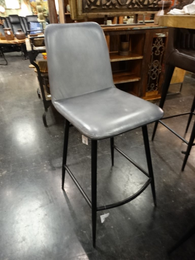 Leather Counter Stool Gray - Rare Finds Warehouse