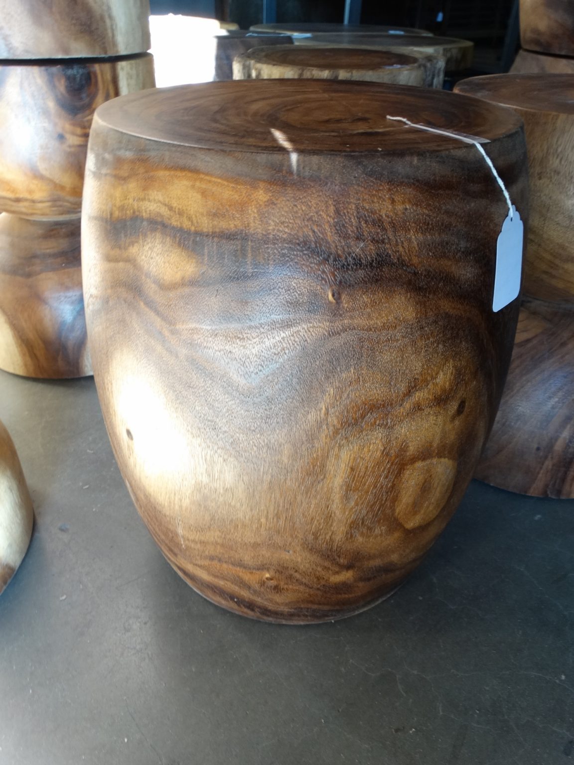 Barrel Shape Wood Stump Stool End Table - Rare Finds Warehouse