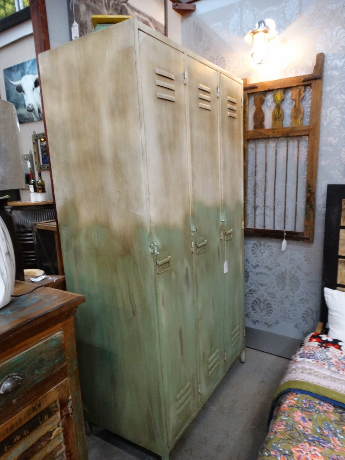 Tall Industrial 3 Doors Locker Unit - Rare Finds Warehouse